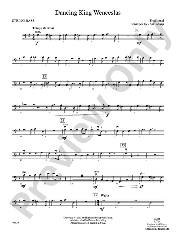 Dancing King Wenceslas: String Bass: String Bass Part - Digital Sheet ...