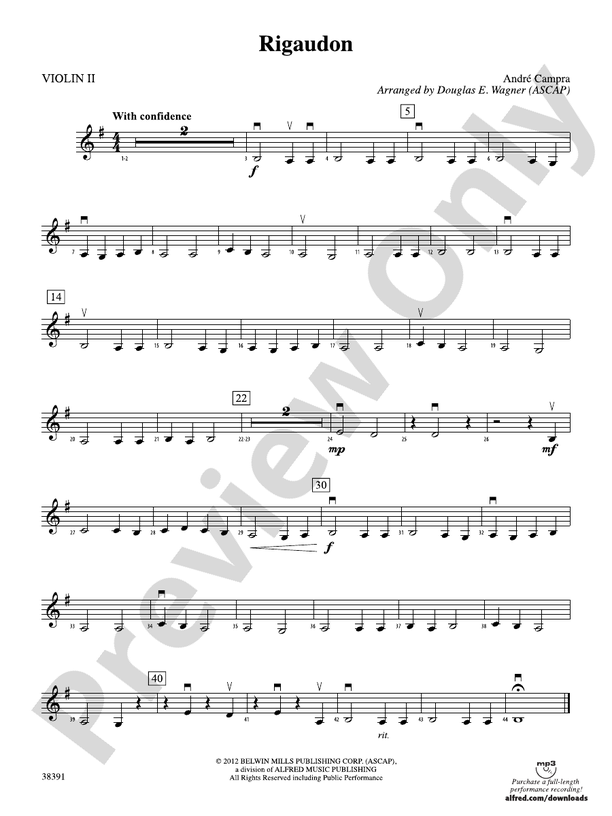 Rigaudon: 2nd Violin: 2nd Violin Part - Digital Sheet Music Download