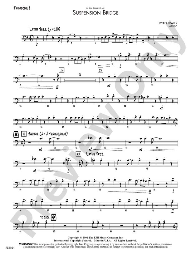 Suspension Bridge: Trombone 1: Trombone 1 Part: Ryan Fraley - Digital Sheet Music Download