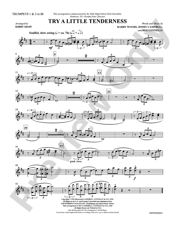 Try a Little Tenderness: 1st & 2nd B-flat Trumpets: 1st & 2nd B-flat Trumpets Part - Digital ...