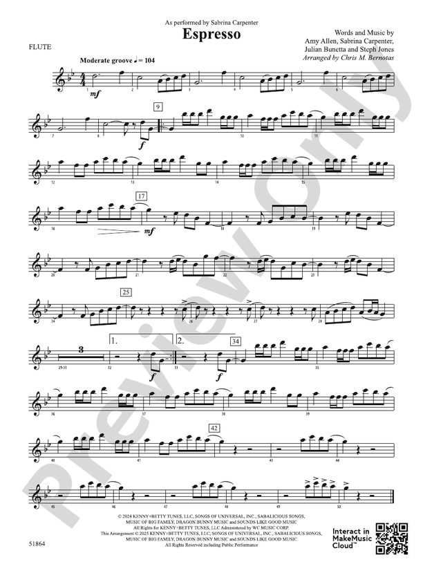 Espresso: Flute: Flute Part - Digital Sheet Music Download