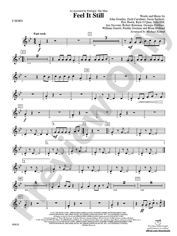 Feel It Still: 1st F Horn: 1st F Horn Part - Digital Sheet Music Download