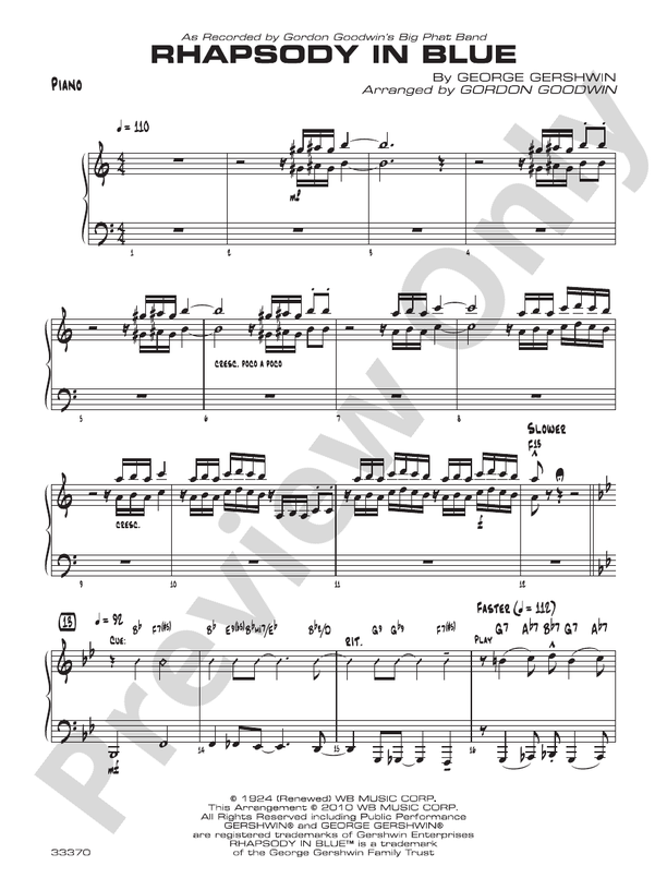 Rhapsody in Blue: Piano Accompaniment: Piano Accompaniment Part ...