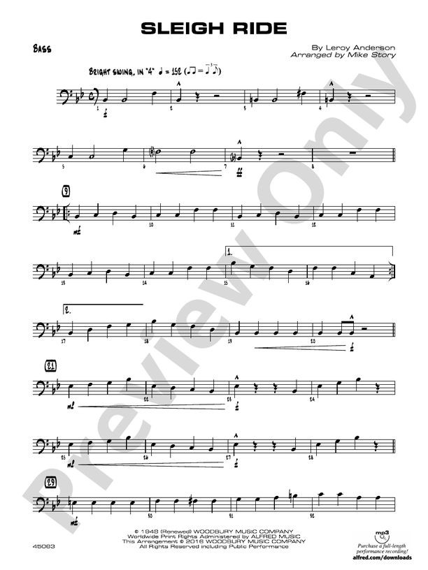 Sleigh Ride: String Bass: String Bass Part - Digital Sheet Music Download