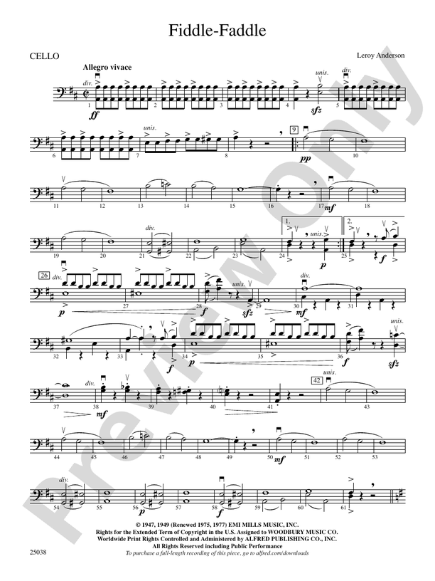 Fiddle-Faddle: Cello: Cello Part - Digital Sheet Music Download