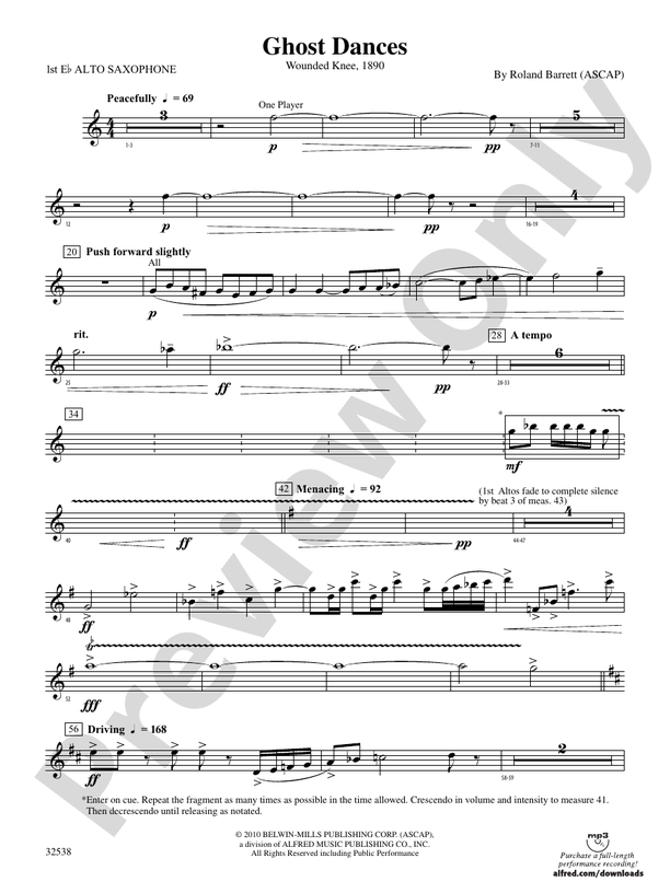 Ghost Dances E Flat Alto Saxophone E Flat Alto Saxophone Part