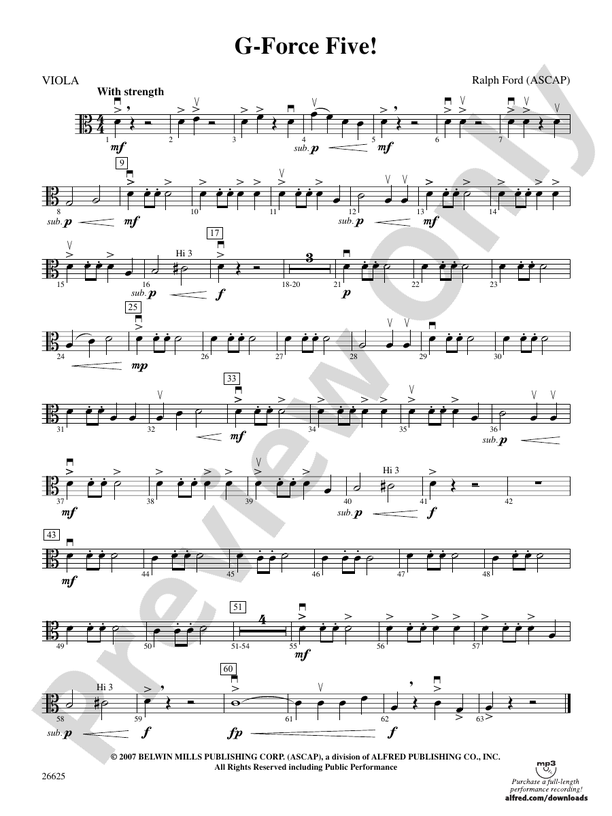 G-Force Five!: Viola: Viola Part - Digital Sheet Music Download