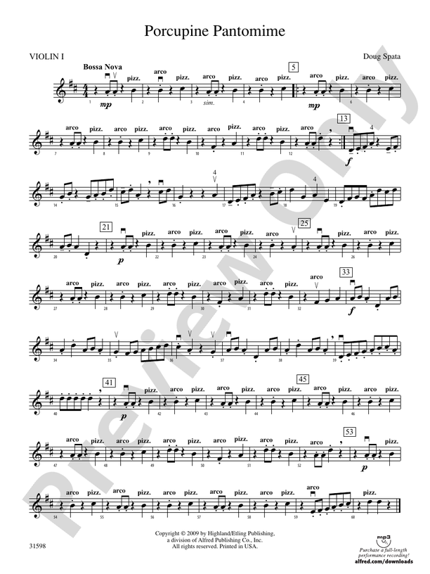Porcupine Pantomime: 1st Violin: 1st Violin Part - Digital Sheet Music Download
