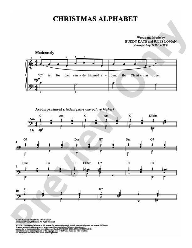 Christmas Alphabet: Easy Piano: Buddy Kaye - Digital Sheet Music Download