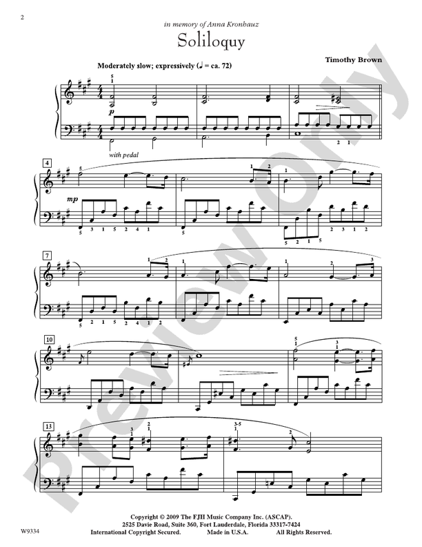 Soliloquy: Piano: Timothy Brown - Digital Sheet Music Download