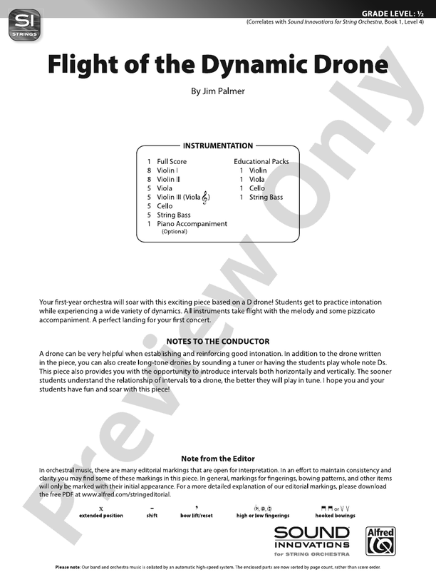 Flight of the Dynamic Drone: String Orchestra Conductor Score & Parts ...