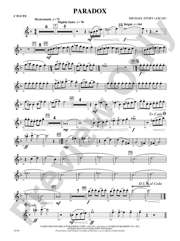 Paradox: Flute: Flute Part - Digital Sheet Music Download