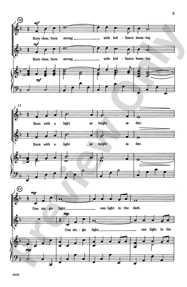 One Single Light: 2-Part Choral Octavo: Dave Perry - Digital Sheet ...