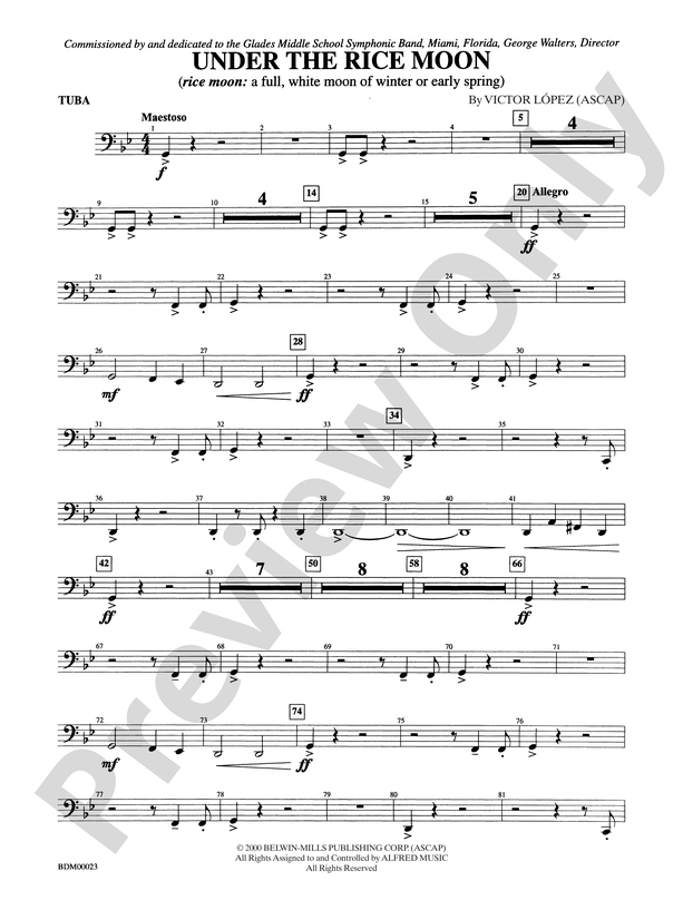 Under the Rice Moon: Tuba: Tuba Part - Digital Sheet Music Download