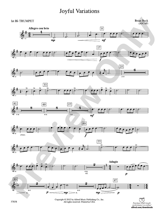 Joyful Variations: 1st B-flat Trumpet: 1st B-flat Trumpet Part ...