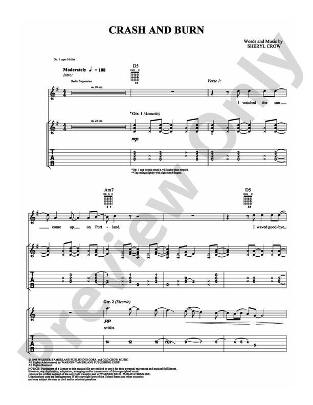 Crash and Burn: Guitar TAB: Sheryl Crow - Digital Sheet Music Download