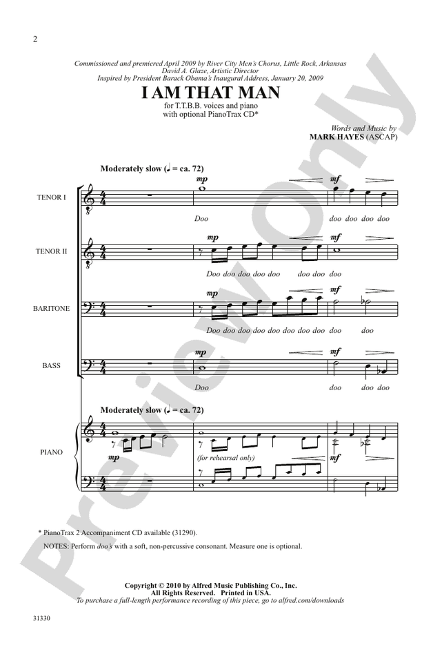 I Am That Man: TTBB Choral Octavo: Mark Hayes - Digital Sheet Music ...