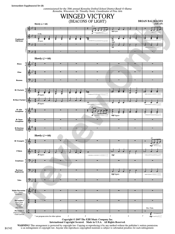 Winged Victory - Intermediate Supplemental Set (B): Score: : Brian Balmages - Digital Sheet ...