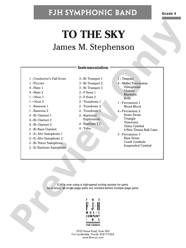 To the Sky: Score: Concert Band Score: James M. Stephenson - Digital ...