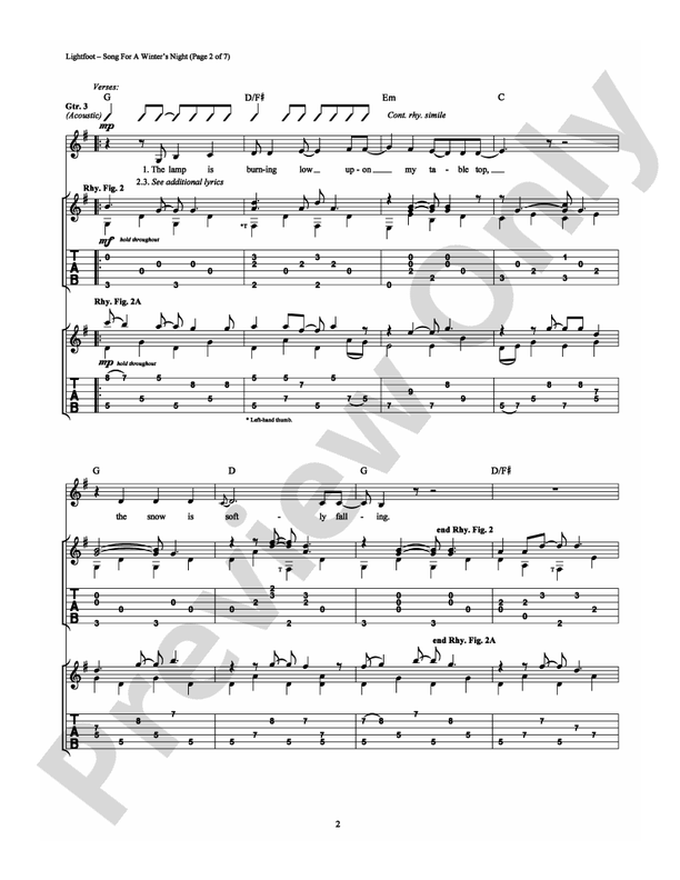 Song For a Winter's Night: Guitar TAB: Gordon Lightfoot - Digital Sheet ...