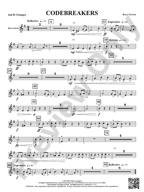 Codebreakers: 2nd B-flat Trumpet: 2nd B-flat Trumpet Part: Bryce Newton - Digital Sheet Music ...