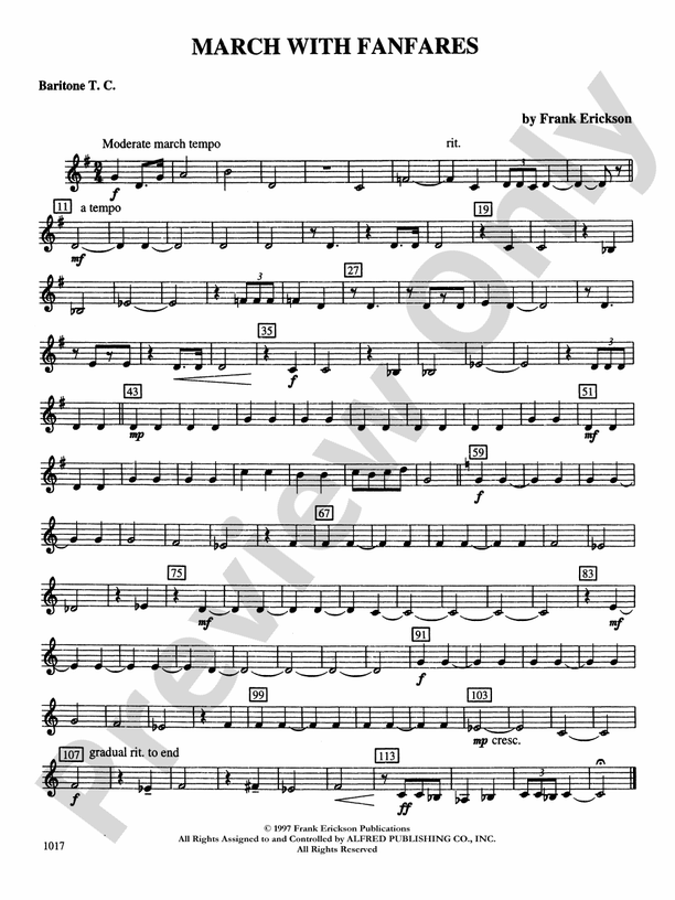 March with Fanfares: Baritone T.C.: Baritone T.C. Part - Digital Sheet ...