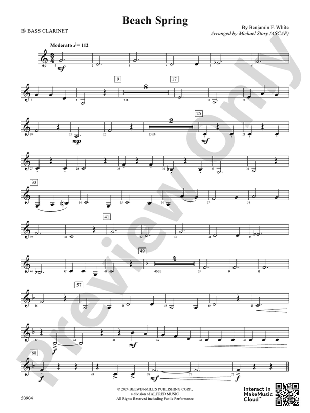 Beach Spring: B-flat Bass Clarinet: B-flat Bass Clarinet Part - Digital ...