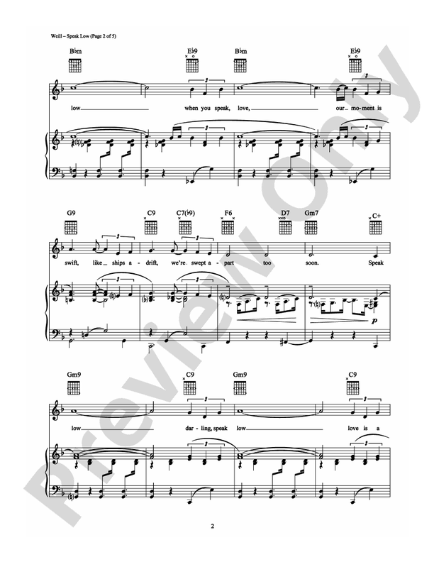 Speak Low: Piano/Vocal/Chords: Frank Sinatra - Digital Sheet Music Download