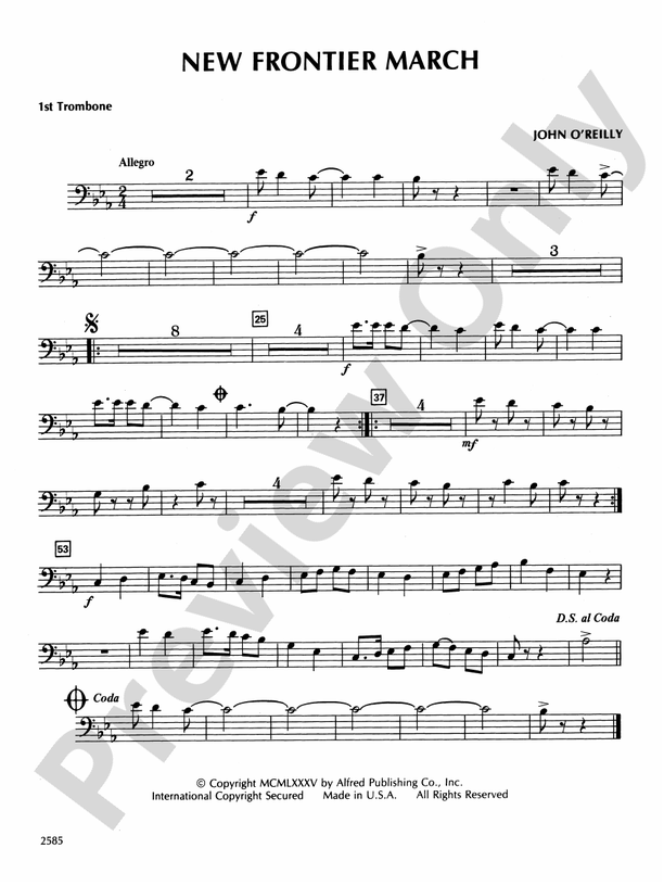 New Frontier March: 1st Trombone: 1st Trombone Part - Digital Sheet ...