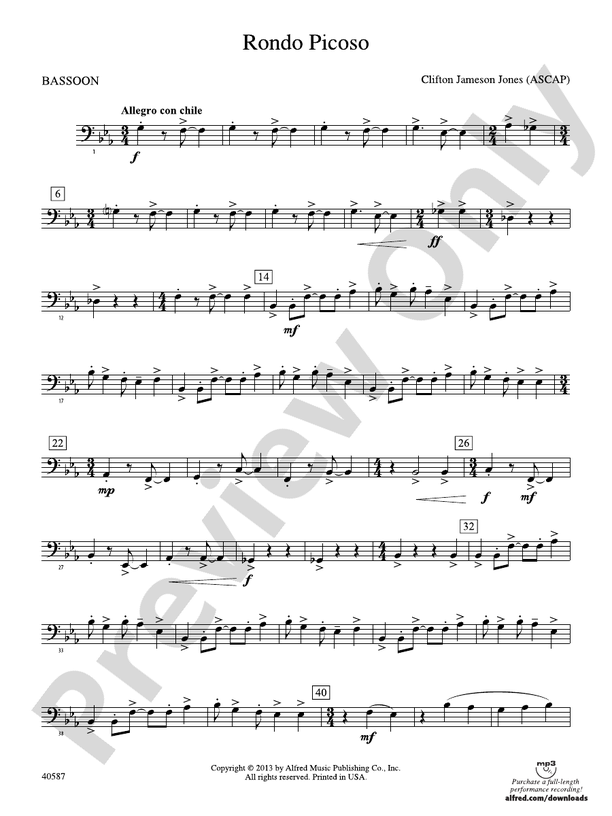 Rondo Picoso: Bassoon: Bassoon Part - Digital Sheet Music Download