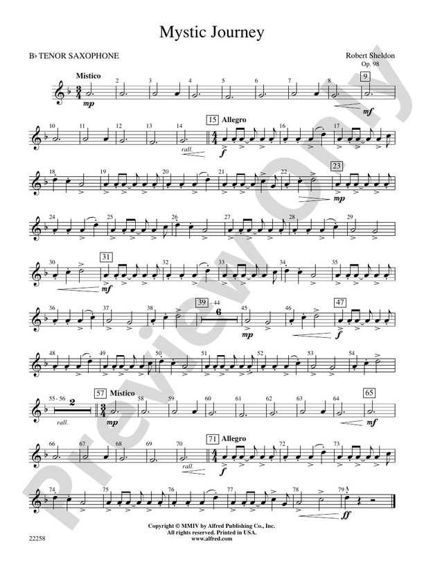 Mystic Journey: B-flat Tenor Saxophone: B-flat Tenor Saxophone Part ...