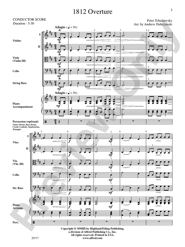 1812 Overture: Score: String Orchestra Score - Digital Sheet Music Download