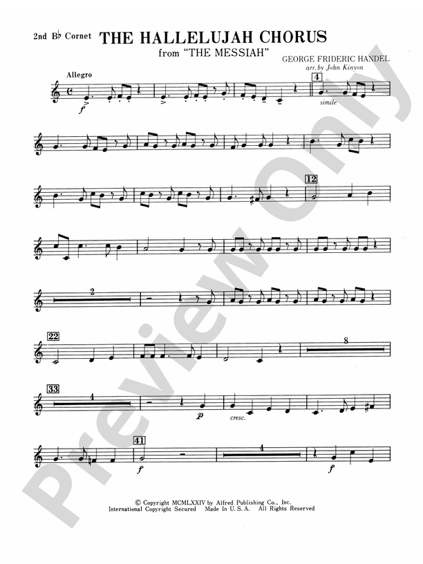 Hallelujah Chorus: 2nd B-flat Cornet: 2nd B-flat Cornet Part - Digital ...