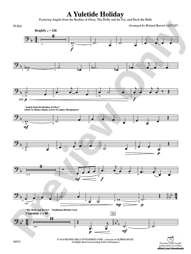 A Yuletide Holiday: Tuba: Tuba Part - Digital Sheet Music Download