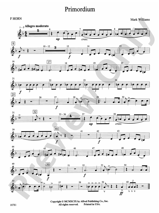Primordium: 1st F Horn: 1st F Horn Part - Digital Sheet Music Download