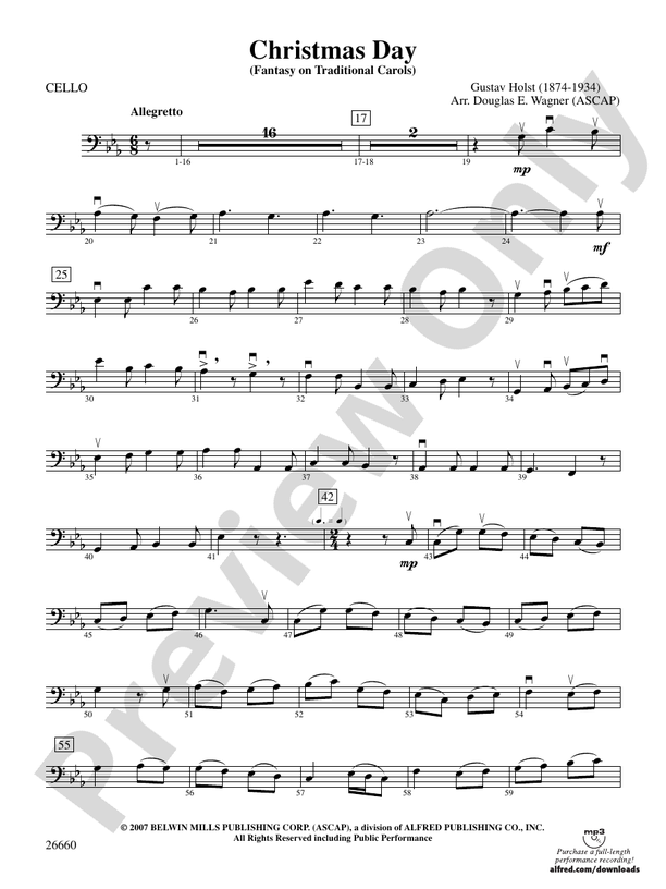 Christmas Day: Cello: Cello Part - Digital Sheet Music Download