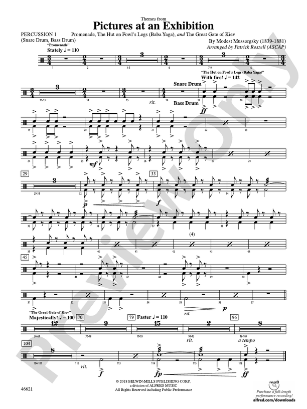 Pictures at an Exhibition: 1st Percussion: 1st Percussion Part ...