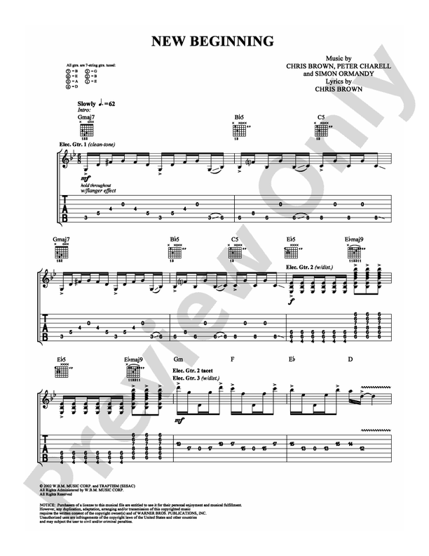 New Beginning: Guitar TAB: Trapt - Digital Sheet Music Download