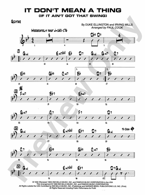 It Don't Mean a Thing (If It Ain't Got That Swing): Guitar: Guitar Part ...
