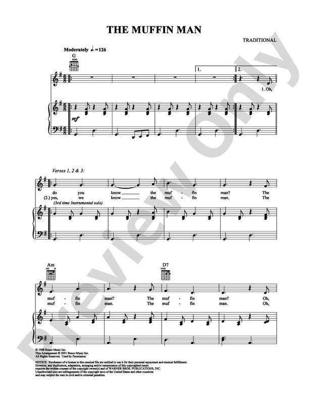 The Muffin Man: Piano/Vocal/Chords: Traditional - Digital Sheet Music ...
