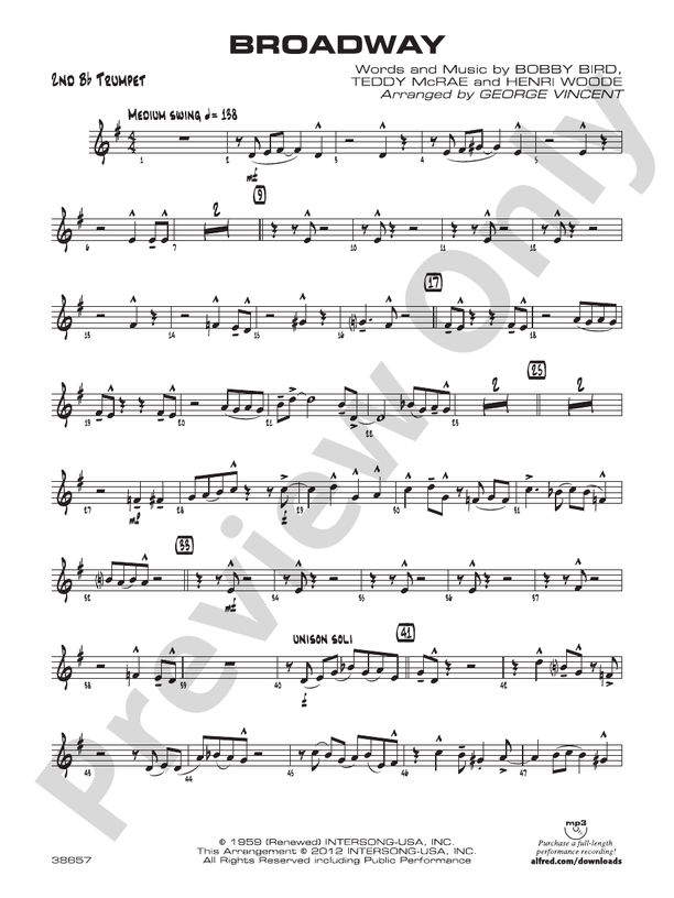 Broadway: 2nd B-flat Trumpet: 2nd B-flat Trumpet Part - Digital Sheet ...