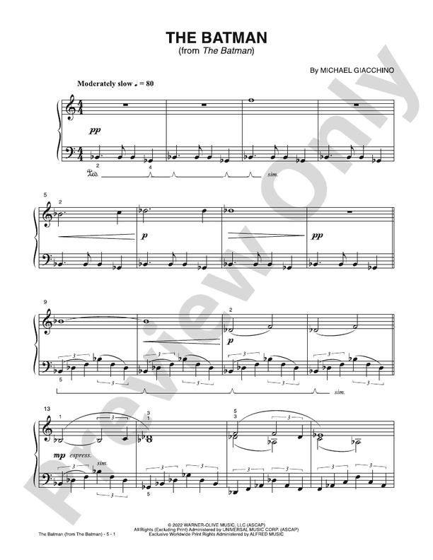 The Batman (from The Batman): Piano: Michael Giacchino - Digital Sheet Music Download