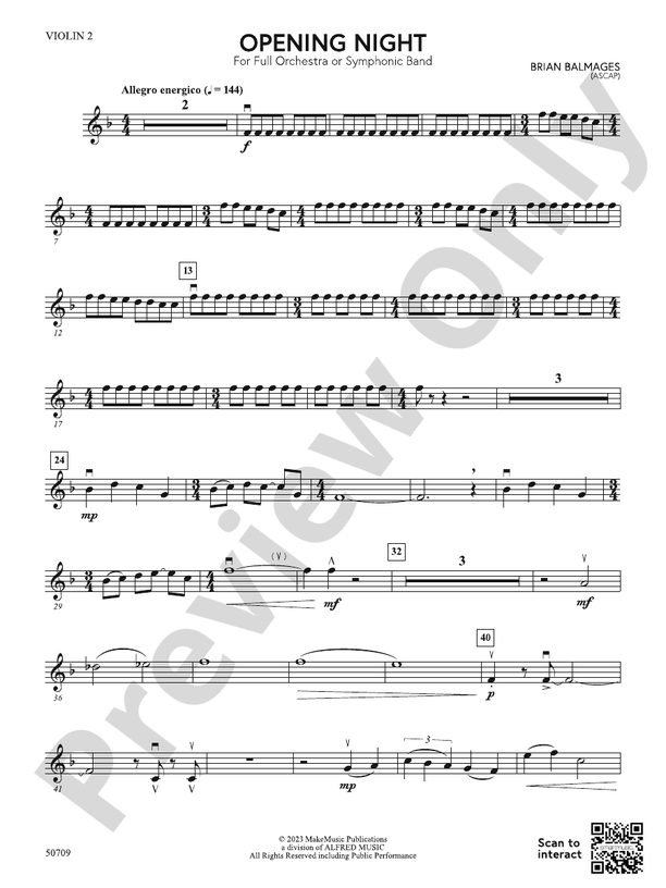 Opening Night: 2nd Violin: 2nd Violin Part - Digital Sheet Music Download