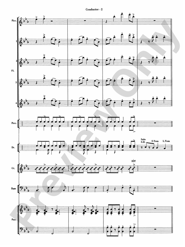 Sleigh Ride Samba: Score: Flute Score - Digital Sheet Music Download