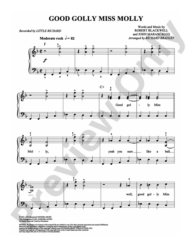 Good Golly Miss Molly: Easy Piano: Little Richard - Digital Sheet Music Download