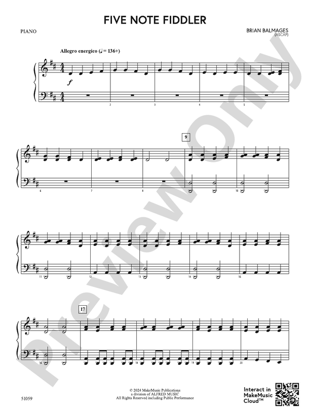 Five Note Fiddler: Piano Accompaniment: Piano Accompaniment Part ...