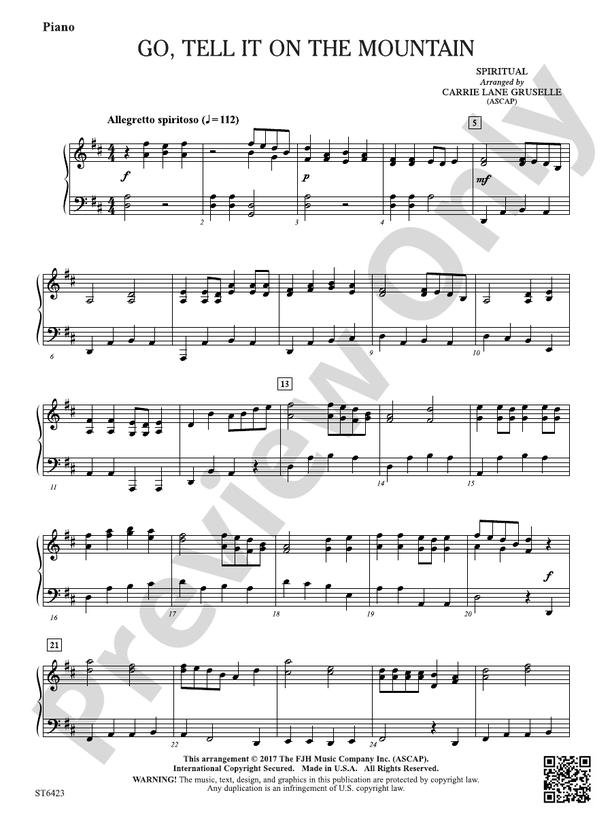 Go Tell it on the Mountain: Piano: Piano Part - Digital Sheet Music ...