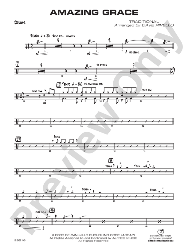 Amazing Grace: Drums: Drums Part - Digital Sheet Music Download