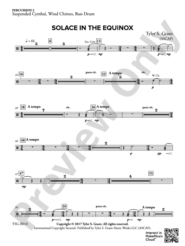 Solace in the Equinox: 2nd Percussion: 2nd Percussion Part - Digital Sheet Music Download