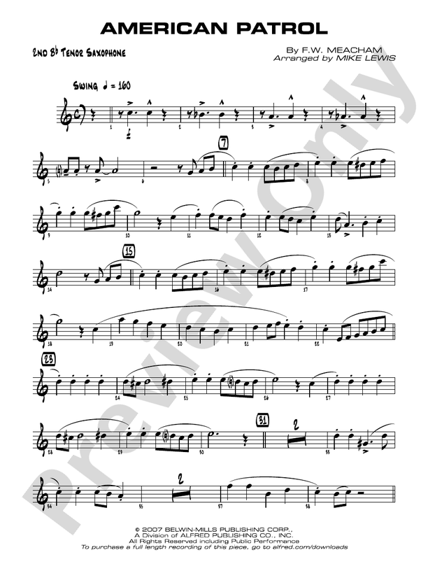 American Patrol: 2nd B-flat Tenor Saxophone: 2nd B-flat Tenor Saxophone ...